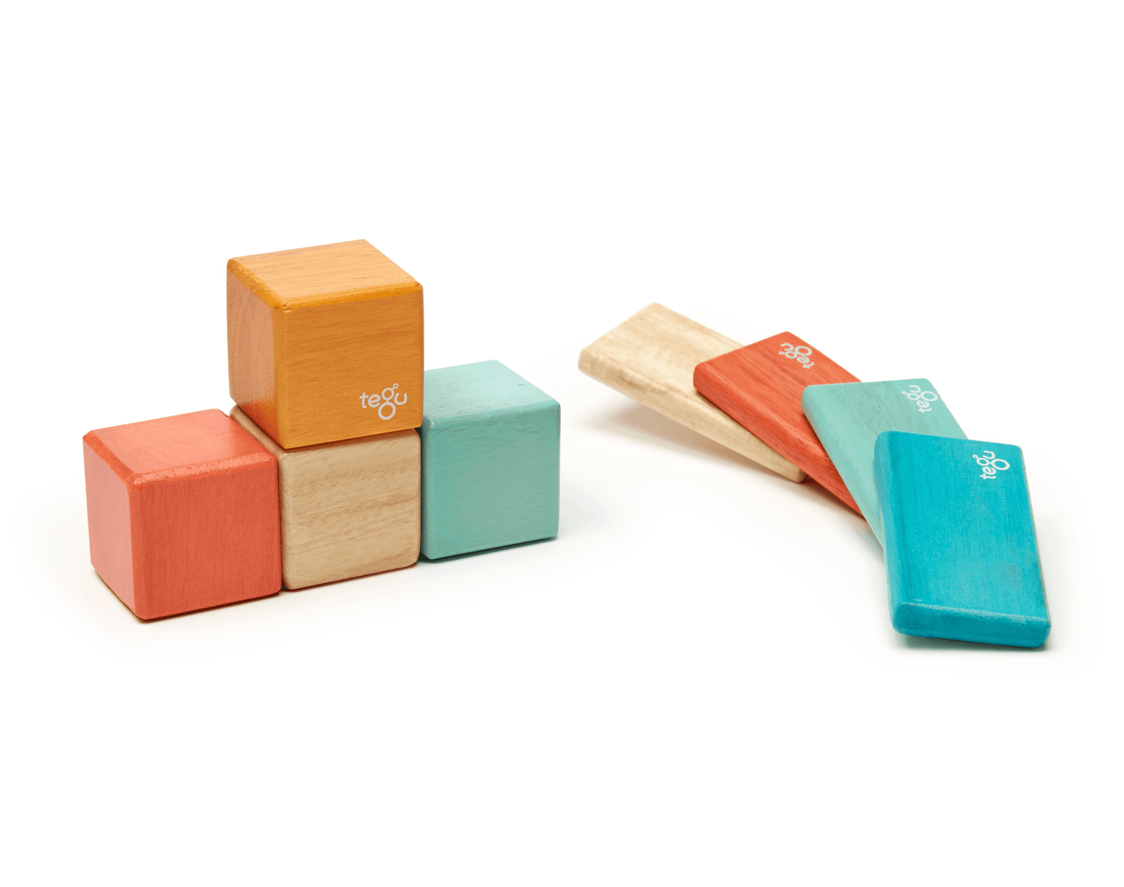 Tegu Magnetic Wooden Blocks & Travel Pouch - 8 Pieces | Ten Little Baby ...